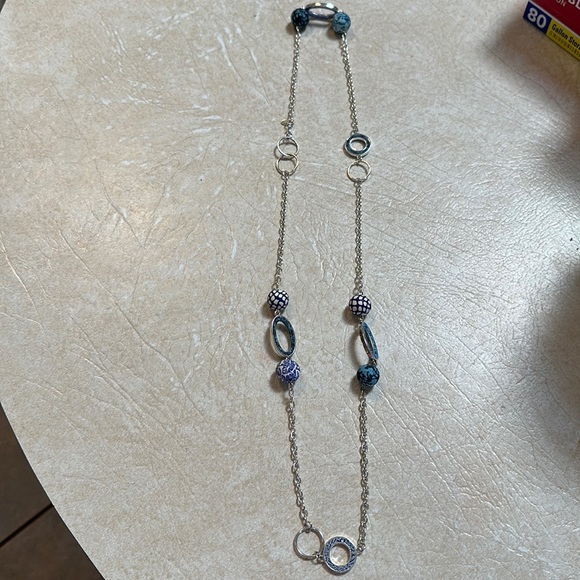 viva beads | Jewelry | Viva Bead Necklace Silver 34 Long Blue Beads ...